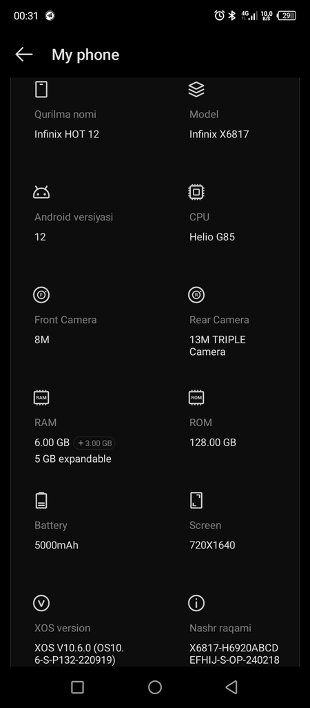 Infiniks hot 12 128 GB