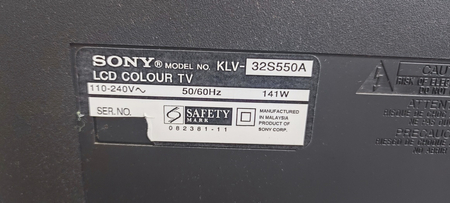 Телевизор SONY, производство Малайзия.