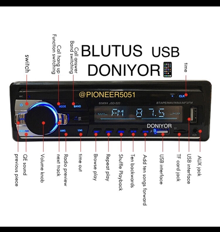 Pioneer магнитола  янги Блутус флешка радио аукс+ овози зўр стерио 4