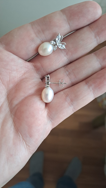 Серьги из серебра 925 пробы с натуральным жемчугом