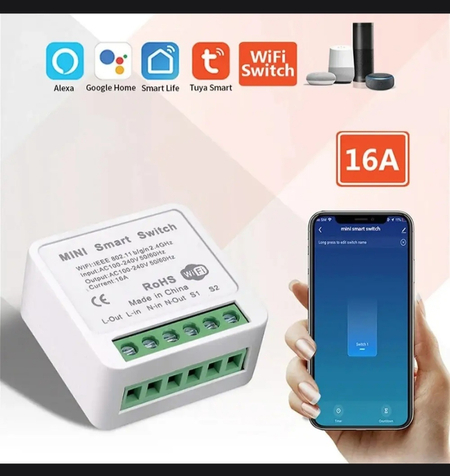 Умный мини выключатель Tuya с WI-FI 16a