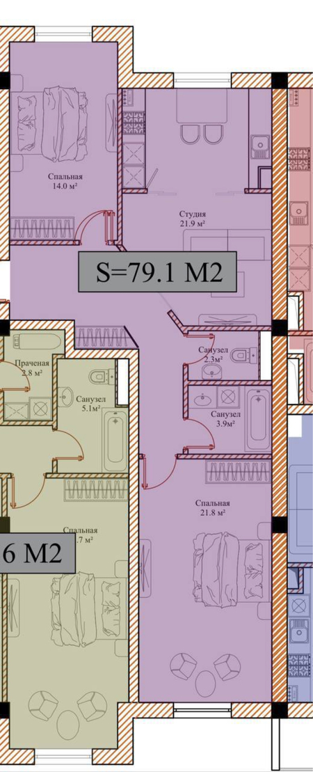 Метро М.Горький жк CARAVAN AVENUE Коробка 3-комнатная 80 м2 СРОЧНО
