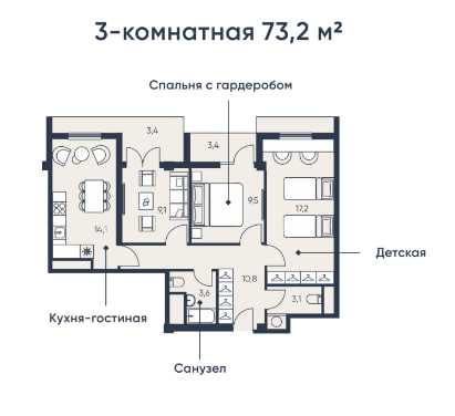 3 комнатная квартира от 61 400 у.е. [AD]