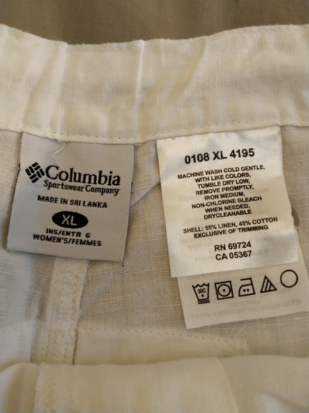 Columbia летние белые льняные женские шорты XL