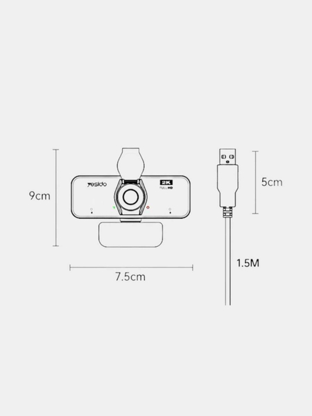 Web Kamera Yesido KM14  2K /Веб камера /4.0MP HD USB Cable Length 1.5m