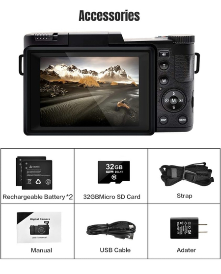 Digital Camera 2.7K Ultra HD
