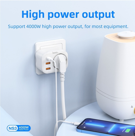 Hoco NS3 Сетевой фильтр EU мощности 4000W/ PD20W QC3.0+18W