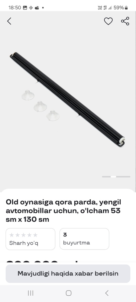 Mashina old oynasi uchun parda