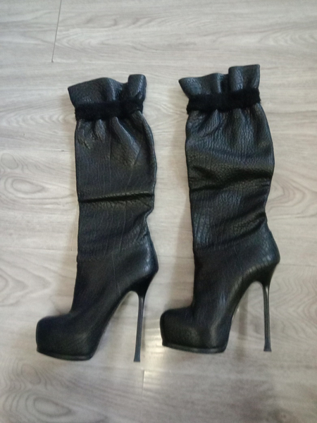 Сапоги YSL YvesSaintLaurent страусиная кожа