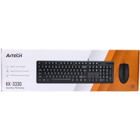 Клавиатура+Мышь A4TECH KK-3330, USB, проводной, черный