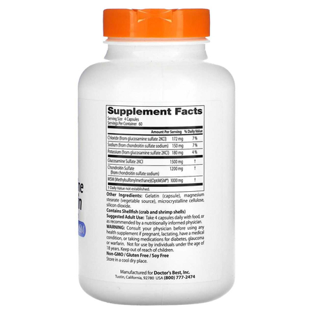 Глюкозамин + хондроитин и МСМ с OptiMSM, glukozamin, glucosamine