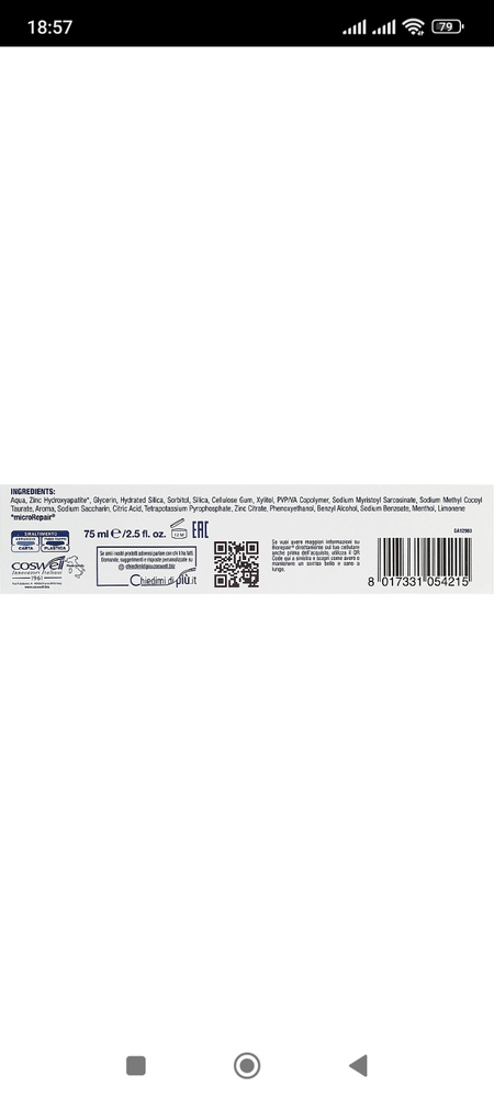 Зубная паста Biorepair Pro White, 75 мл
Продукция итальянской компании