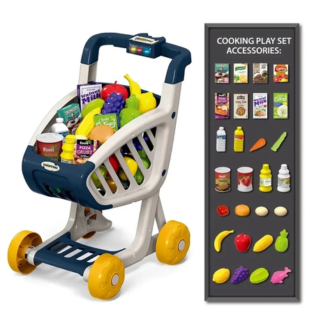 Детский набор овощей и фруктов в тележке Supermarket Shopping