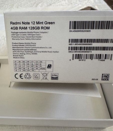 Xiaomi Red mi note 12 Mint Green 4/128gb