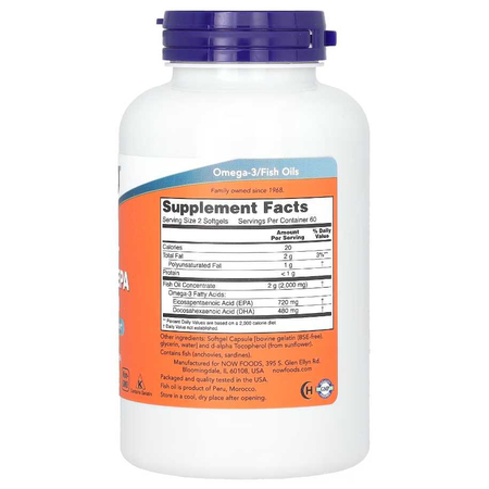 NOW Foods, Super Omega EPA. Рыбий жир 2000 мг Омега-3 120 капсул