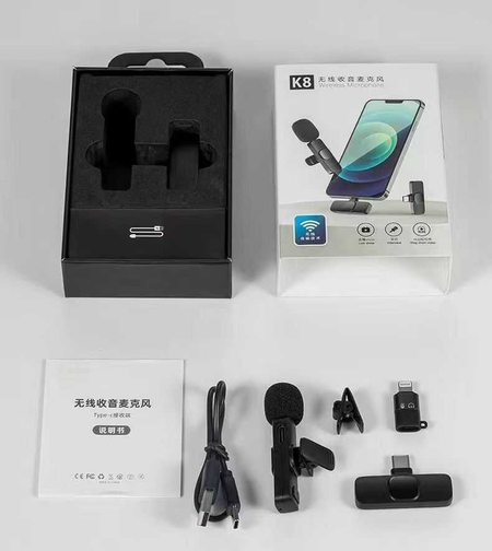 Петличка петличный микрофон беспроводной K8 для Iphone и андроид