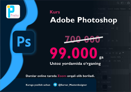 Photoshop kursi 99.000 so'mga