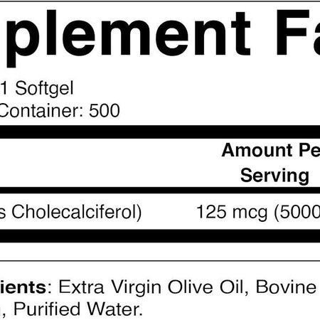 Vitamatic Витамин D3 5000 МЕ (125 мкг) — 500 мягких таблеток