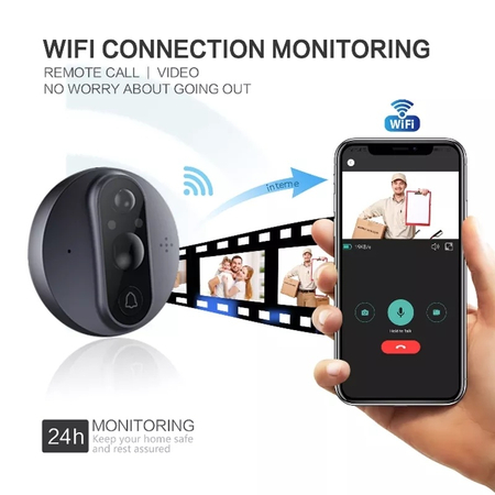 Видеоглазок WiFi R9 с выходом к интернет, WiFi Smart Doorball peephole
