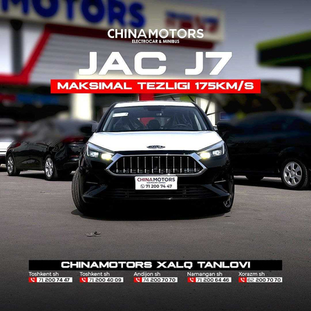 Jac J7 oq va qora ranglaridan salonda tayyor