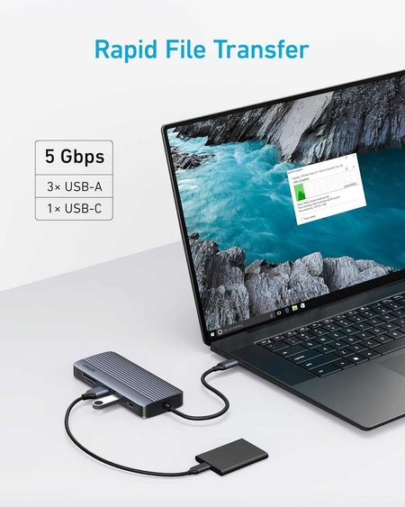 USB Hub Док станция Anker 10в1 Type-c CReader PD  HDMI VGA Ethernet