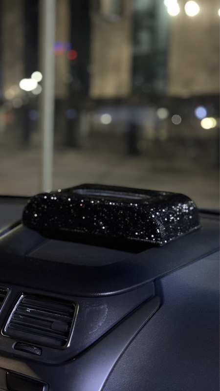 Салфетница для авто со стразами черного цвета