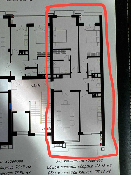 Паркентский 87м2 Delux в ж-к OQ-SAROY 3/7/7. Коробка. Апартамент
