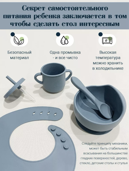 Силиконовый набор детской посуды для кормления 10в1