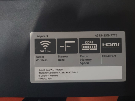 Acer I7 10-поколения +521 SSD