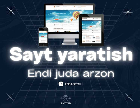 Разработка сайт, онлайн магазин, телеграм бот | Sayt, bot yasash