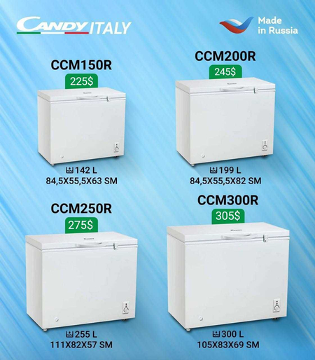 Морозильник CANDY (ларь) Модель : CCM150R Объем-142L  Сделано в России