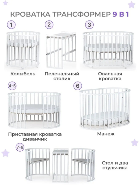 Детская кроватка трансформер 8в1