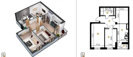 Яшабадский район 2х комнатная 53кв. 37.700у.е. (НБ159217)