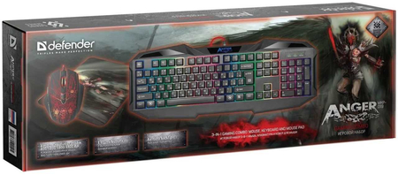 продам игровой набор Defender MKP-019/мышь, коврик и клавиатура