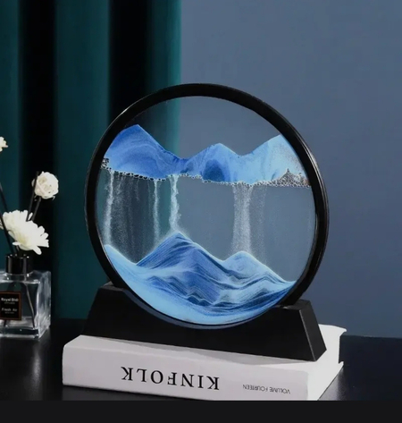 3 D песочные часы для декора интерьера стеклянные с ландшавтом гор