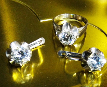 Серьги, серебро 875 пробы звезда, камень рубин