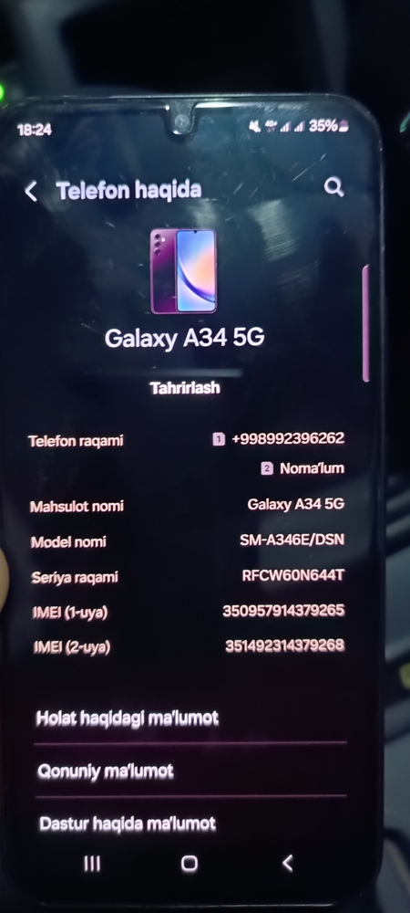 Samsung A34 sotiladi