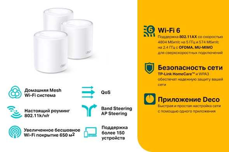 Tp-Link DECO X60 (3-штуки) AX3000 Mesh Wi-Fi 6 система