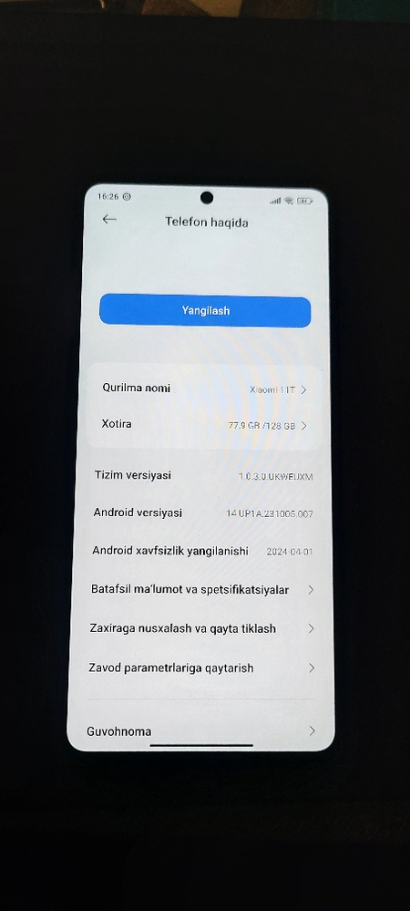 Xiomi 11 T 128gb holati zo\\\'r +chexol +67W zaryatchigi bn. pubg 90 fps