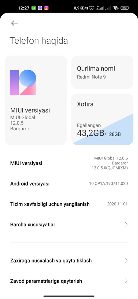 Redmi note 9 sotiladi