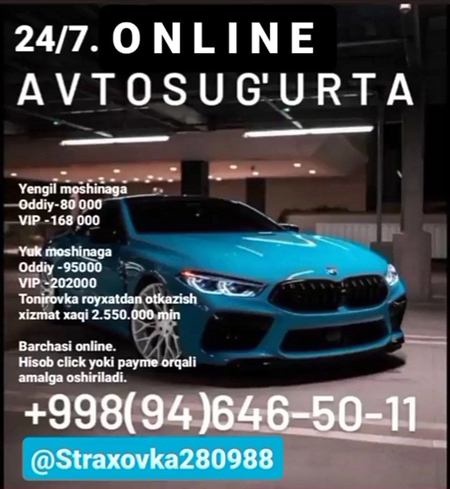 Online ishonchnoma, sugurta, tanirovka ruxsatnoma,