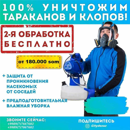 Дезинфекция  Клопы Тараканы Скорпионы Мыши крысы Дезинфекция