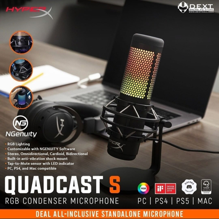 Топ! Hyperx Quadcast S RGB Универсальный Микрофон  (4 режима)