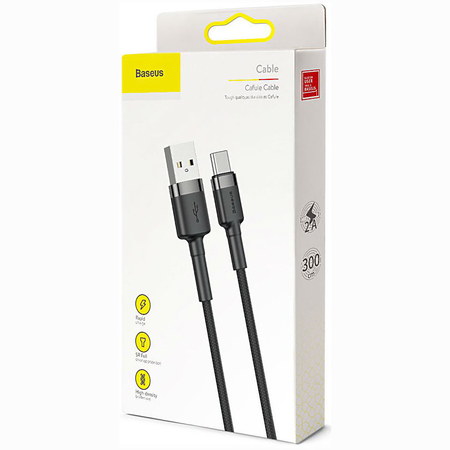 USB Cable Baseus Cafule Type-C (CATKLF-UG1) Black 3m