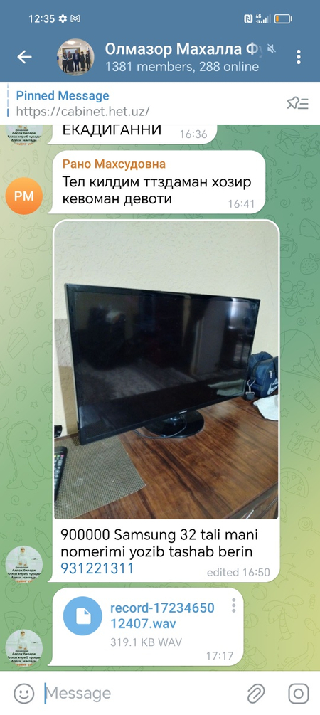 Telvizor 32 talik