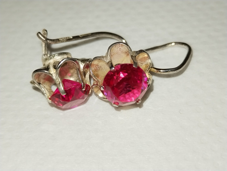 Серьги серебряные с корундом. СССР