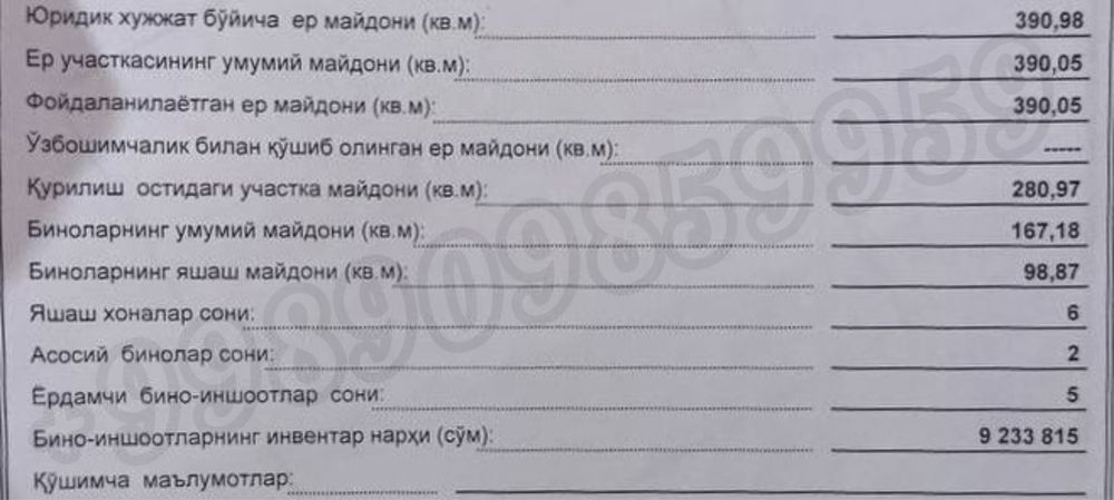 Срочно Продаётся участок / дом , 3,9-соток, 6-ком (Яшнабадский район)