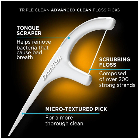 Зубочистки DenTek Triple Clean Advanced Clean, нить не ломается