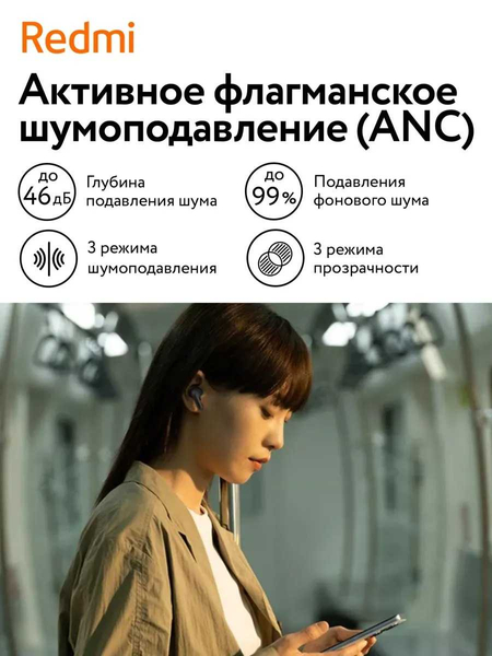 ДОСТАВКА БЕСПЛАТНО! Наушники Redmi Buds 5 Активное шумоподавление