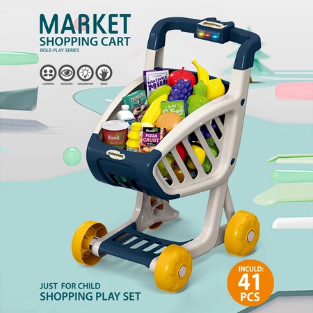 Детский набор овощей и фруктов в тележке Supermarket Shopping